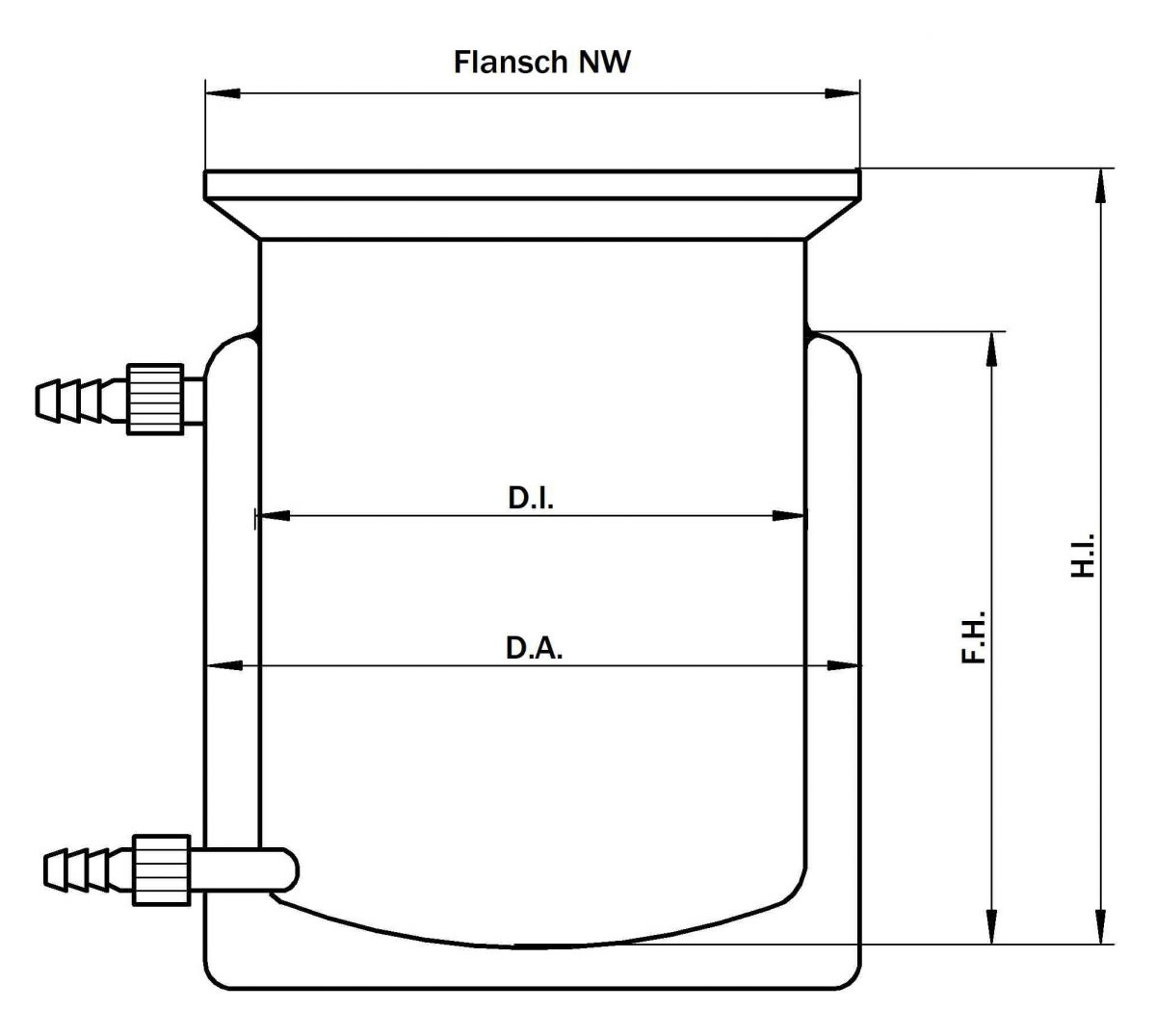 Reaktionsgefäß mit flachem Boden und Heizmantelanschluss – KGW – Isotherm